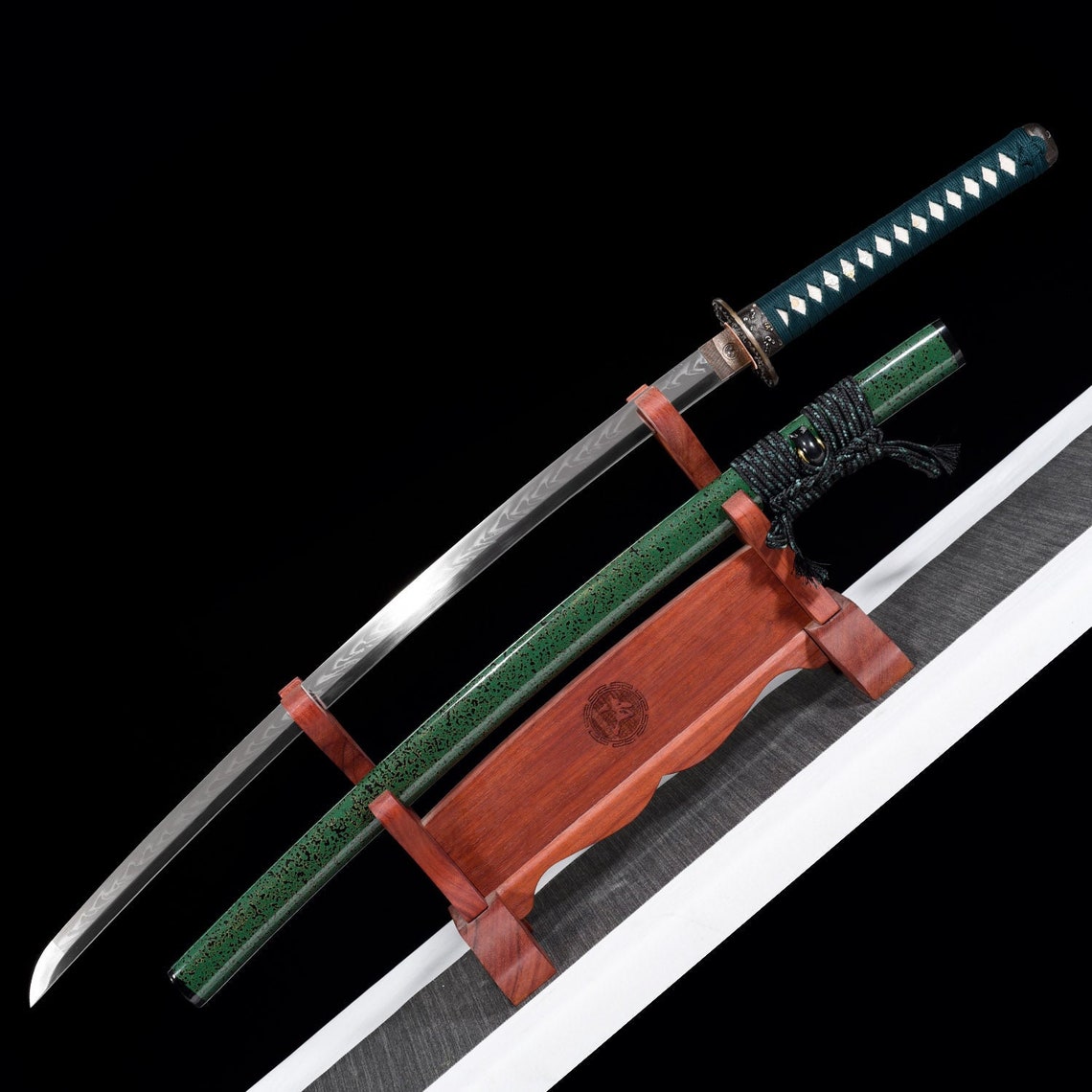 Handmade Japanese Katana Sword With T10 Steel Clay Tempered Real Hamon ...