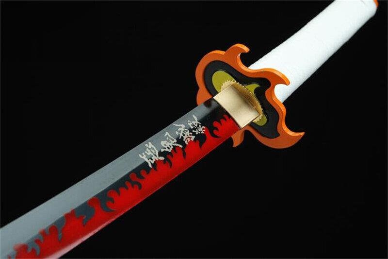 Real Anime Cosplay Red Black Flames Replica Katana Sword - Etsy