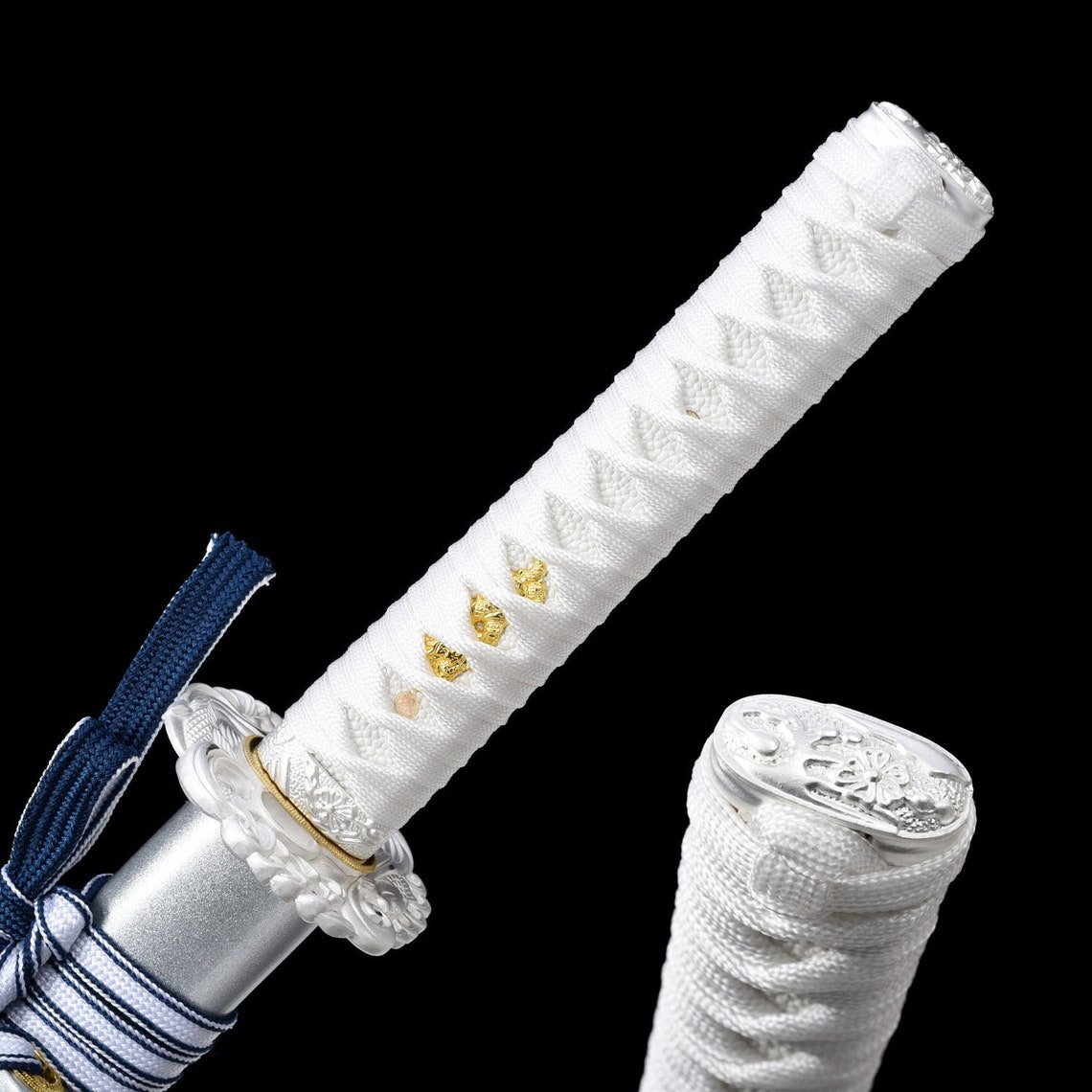Handmade Japanese Wakizashi Sword High Manganese Steel With Blue Blade ...