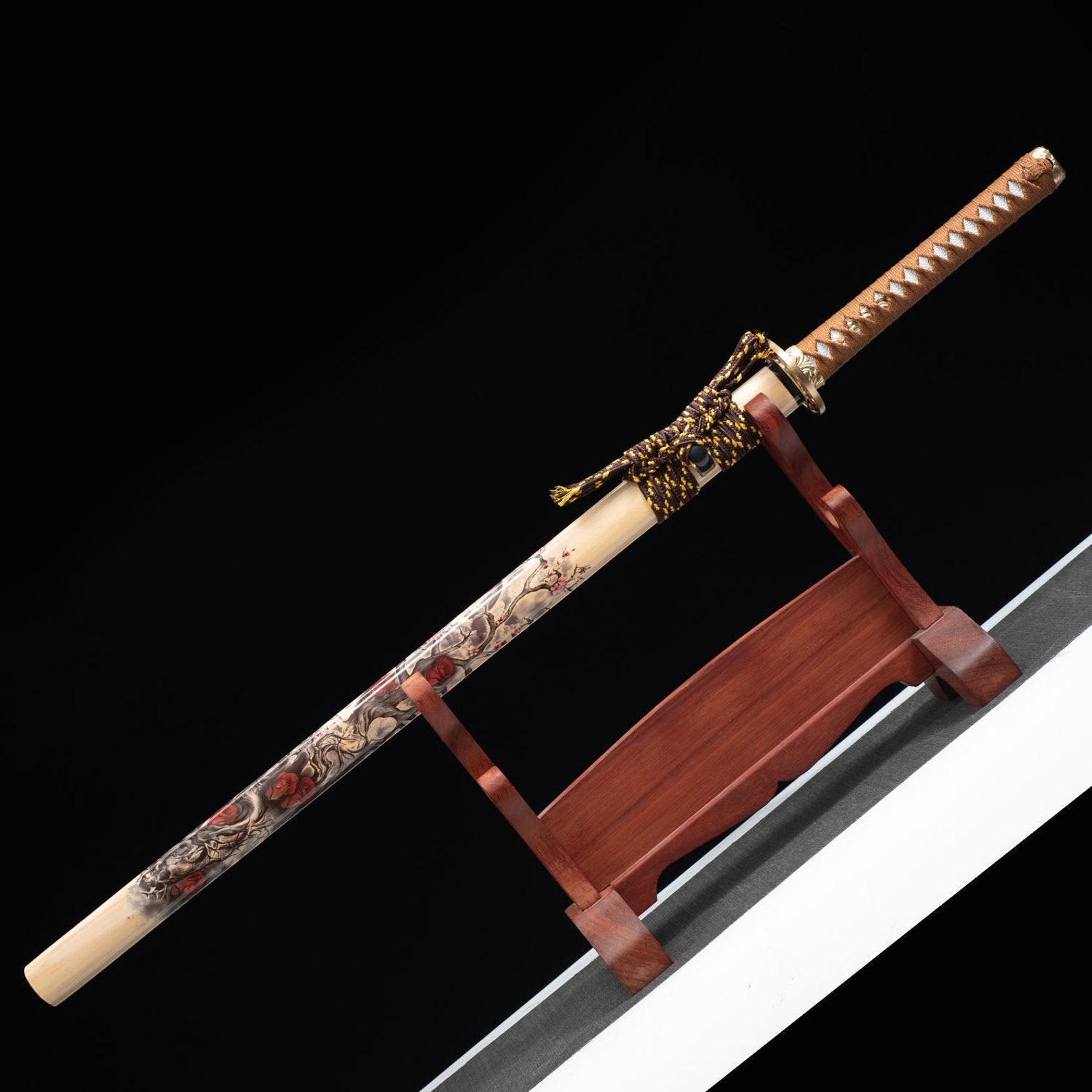 Handmade Chokuto Ninjato Straight Sword Folded Damascus Steel Blade ...