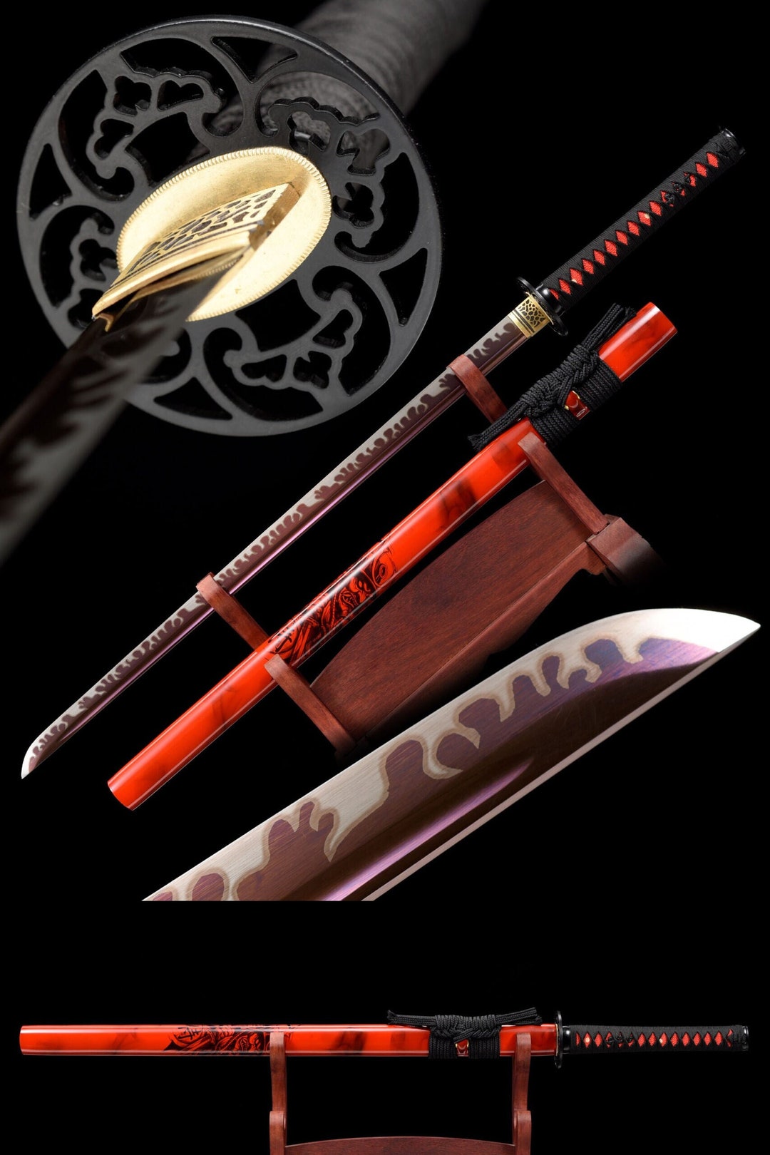 Handmade Samurai Ninjato Sword 1060 Carbon Steel With Red Blade - Etsy