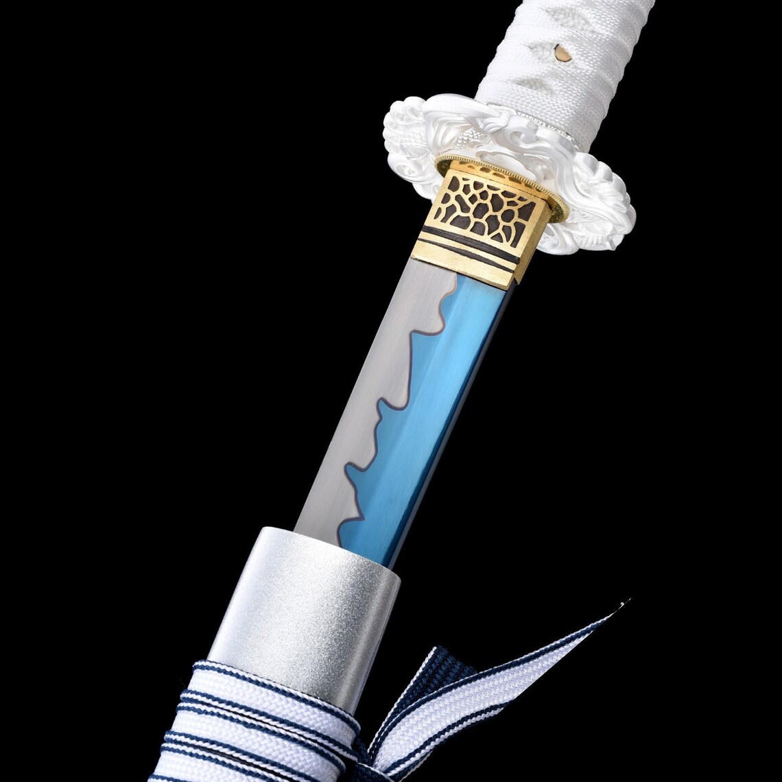 Handmade Japanese Wakizashi Sword High Manganese Steel With Blue Blade ...