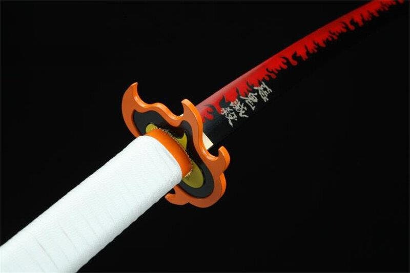 Real Anime Cosplay Red Black Flames Replica Katana Sword - Etsy