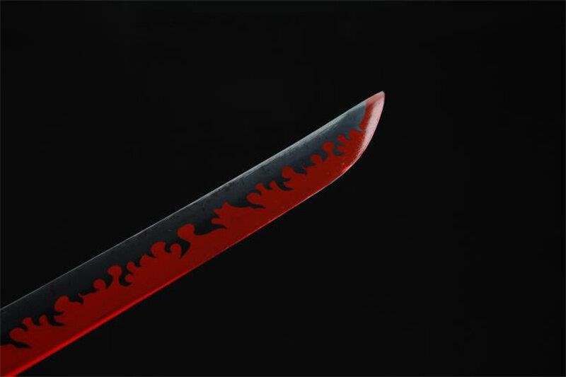 Real Anime Cosplay Red Black Flames Replica Katana Sword - Etsy