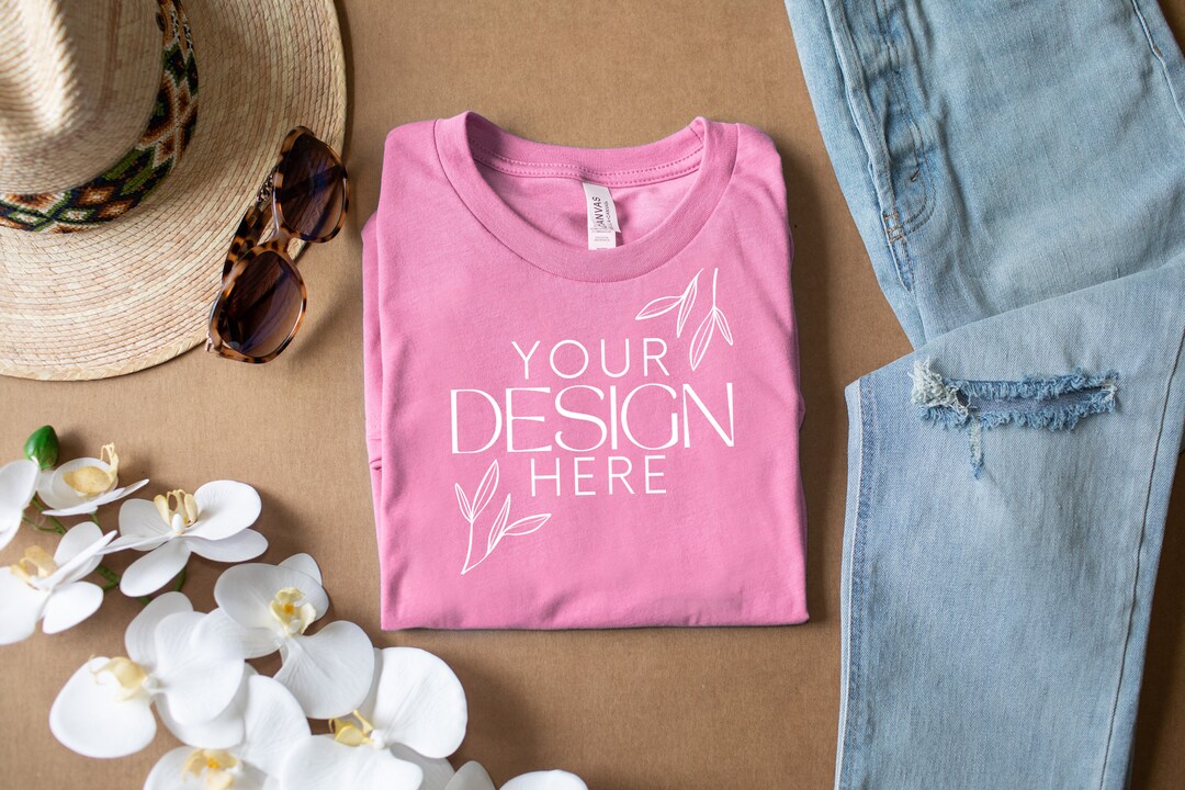 Heather Bubble Gum 3001 Mockup, Bella Canvas 3001 Mock, 3001 Tshirt ...