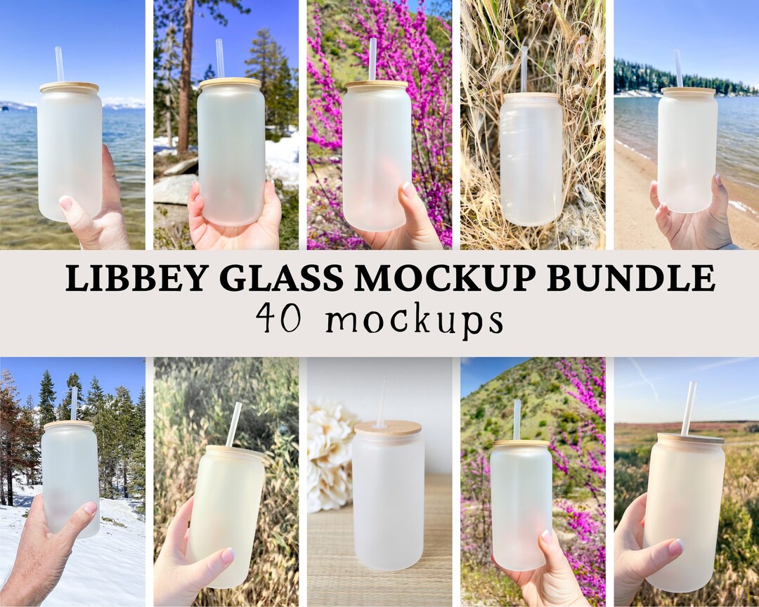 16oz Libbey Glass Can Mockup Bundle Glass Beer Can Mock-up Libby Mockup ...