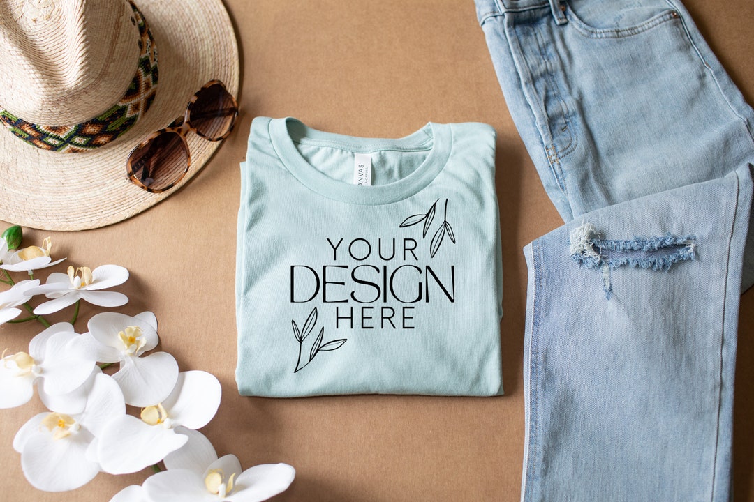 Heather Dusty Blue 3001 Mockup, Bella Canvas 3001 Mock, 3001 Tshirt ...