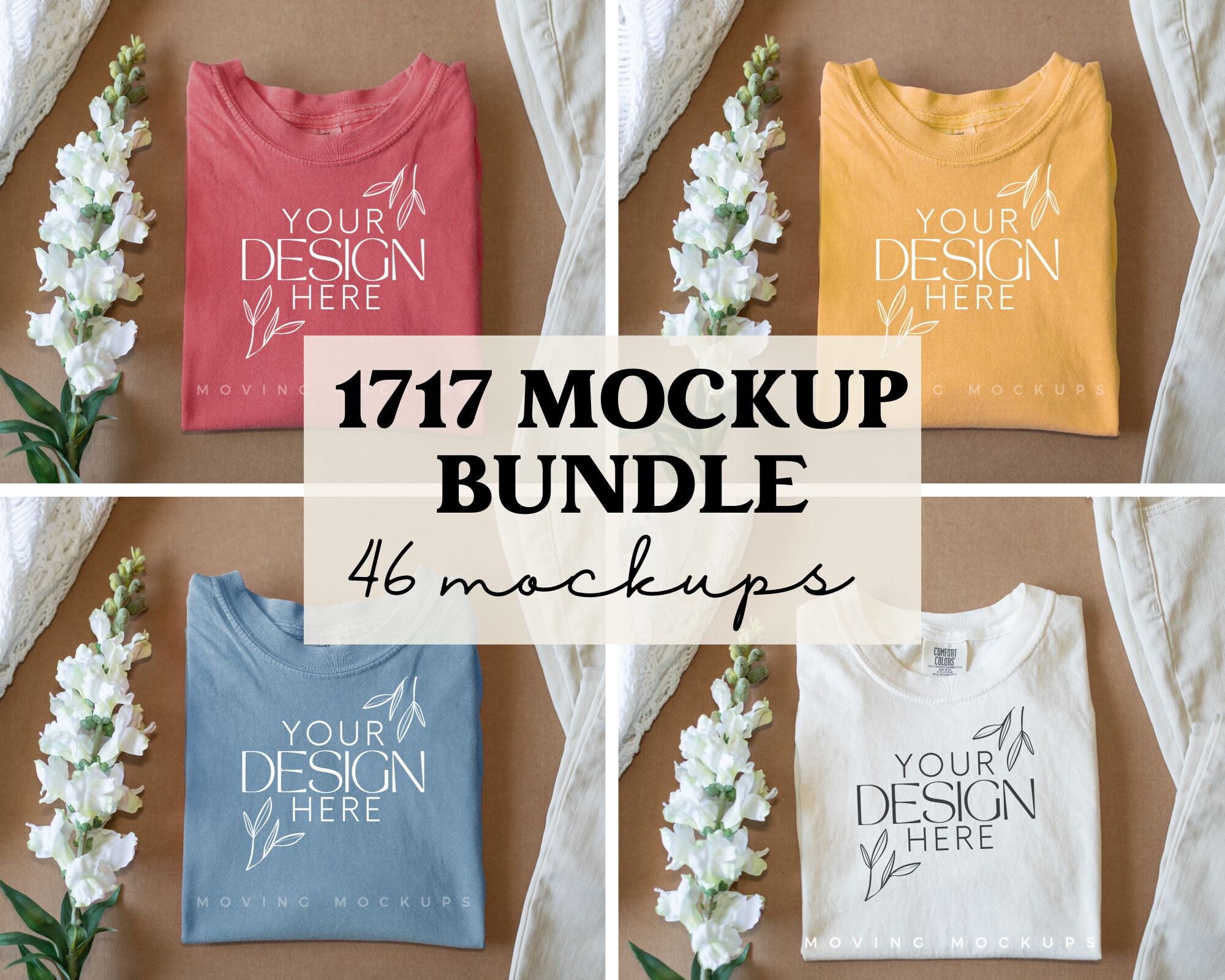 Comfort Colors 1717 Mockup Bundle Minimal Oversized T Shirt Mocks ...