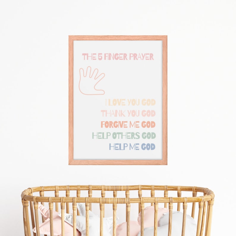 Five Finger Prayer Nursery Framed Poster Teach Kids to Pray Sign ...