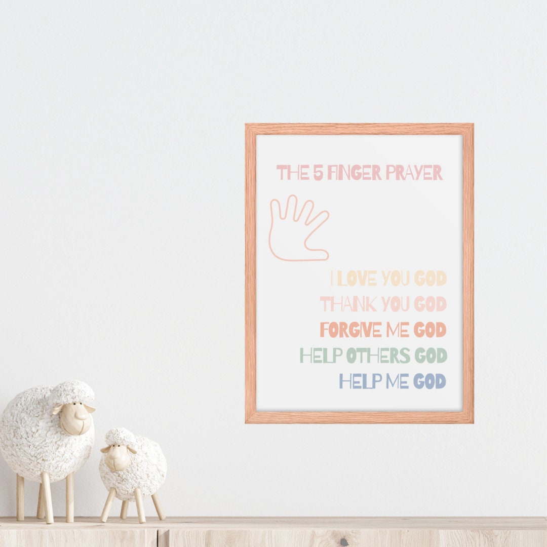 Five Finger Prayer Nursery Framed Poster Teach Kids to Pray Sign ...