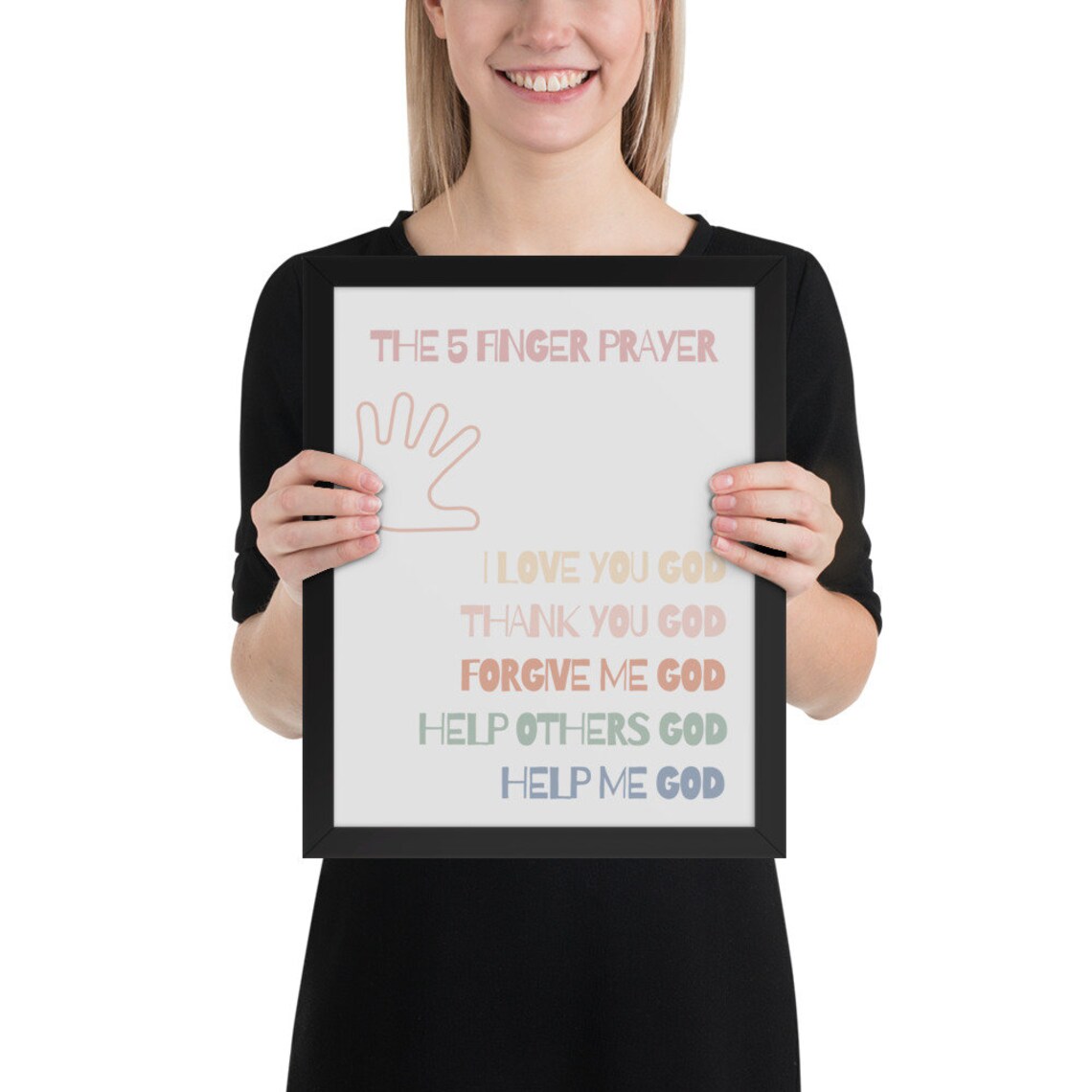 Five Finger Prayer Nursery Framed Poster Teach Kids to Pray Sign ...