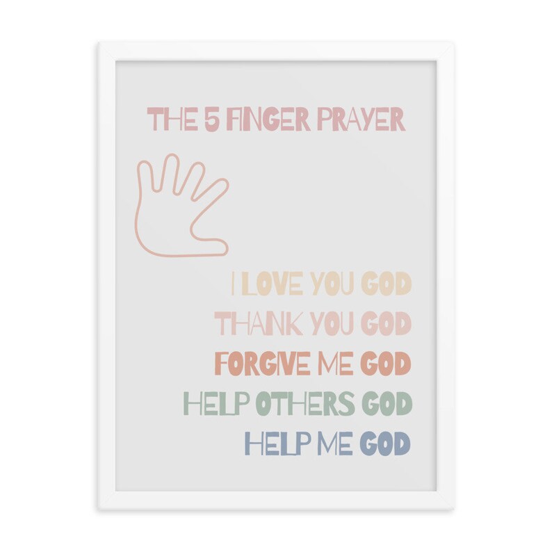 Five Finger Prayer Nursery Framed Poster Teach Kids to Pray Sign ...