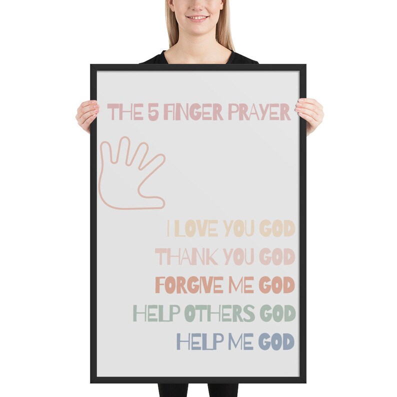 Five Finger Prayer Nursery Framed Poster Teach Kids to Pray Sign ...