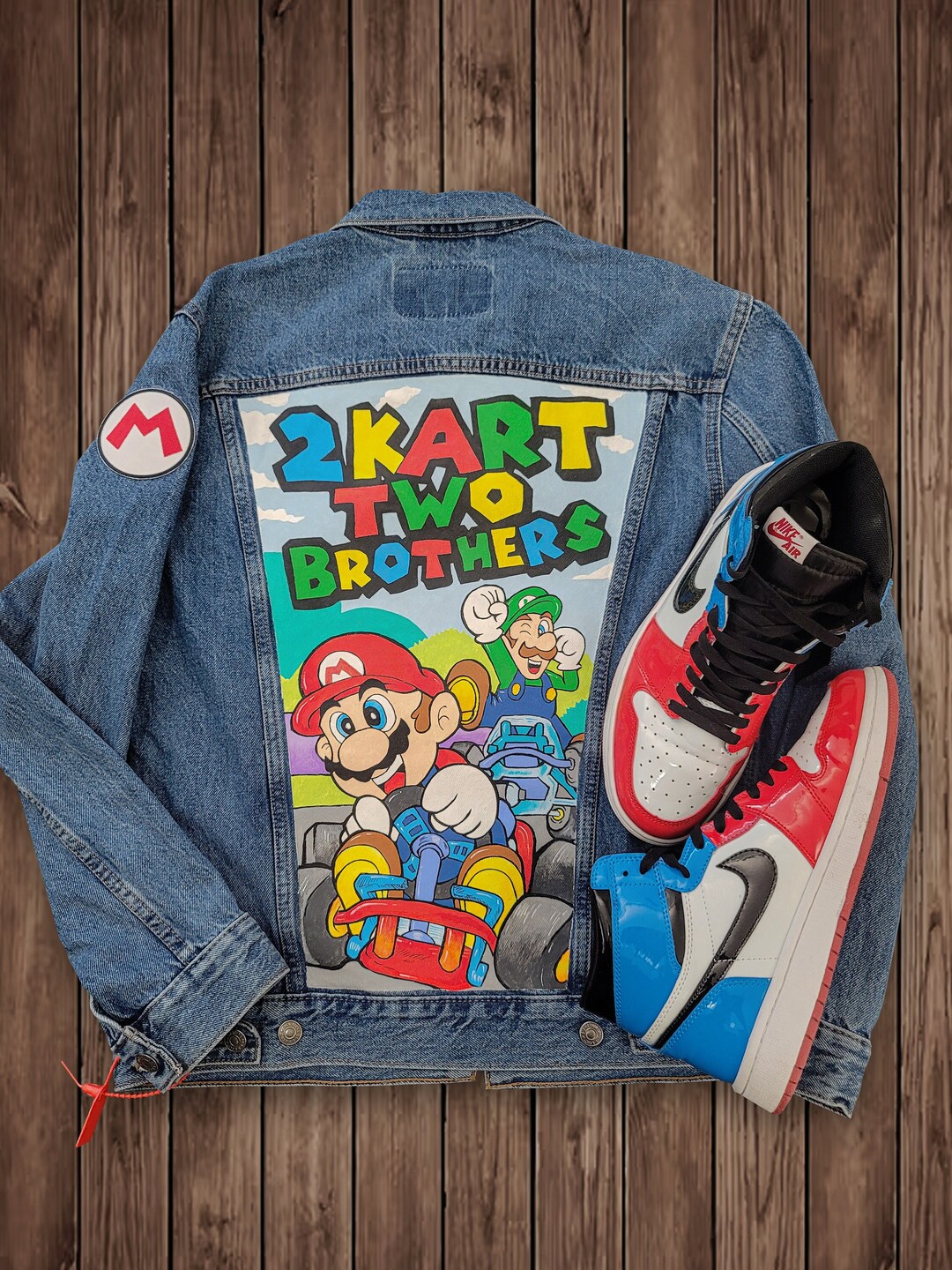 Jacket of Super Mario Bross Hand Painted Mario Kartgift - Etsy