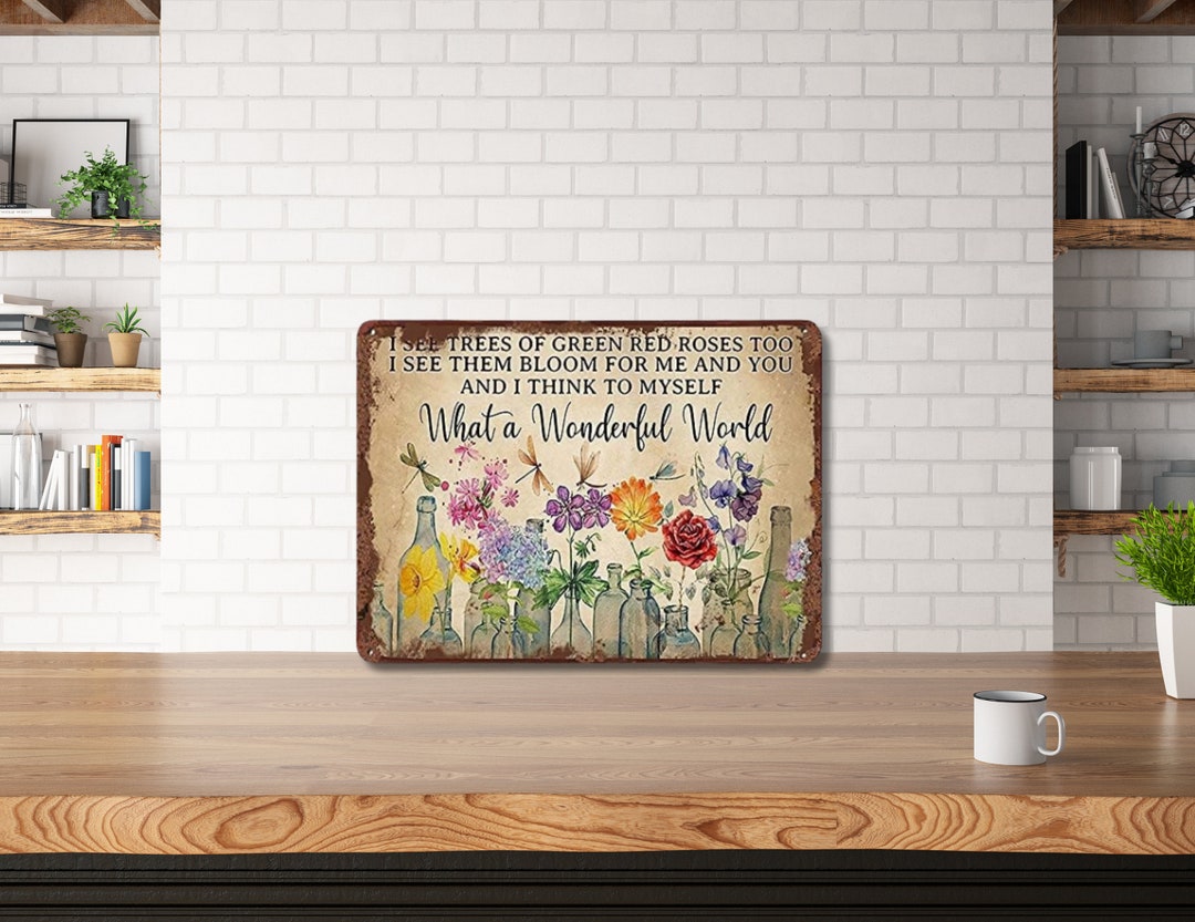 Wildflower Tin Sign I See Trees of Green Red Roses Wall Art Decor Sign ...