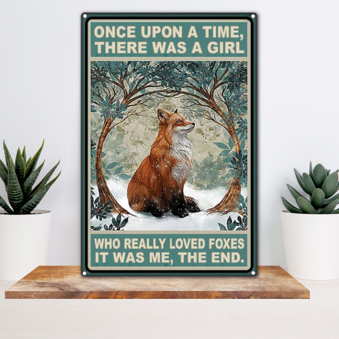 Fox Wall Art Decor, Green Fox Farm, Gift for Her, Funny Tin Sign, Tin ...