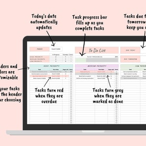 To Do List Task List Google Sheets Template Editable Checklist Priority ...