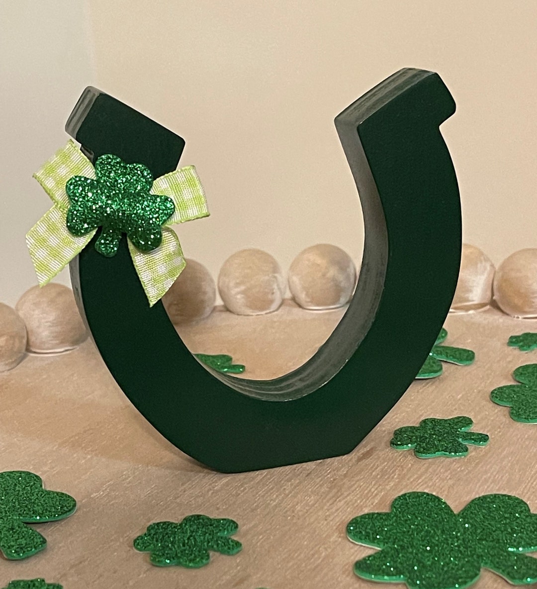 St Patricks Day Tiered Tray Decor, Wood Horseshoe, Tiered Tray Decor ...