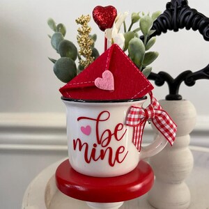Valentines Tiered Tray Decor, Mini Floral Mug Be Mine, Tiered Tray ...