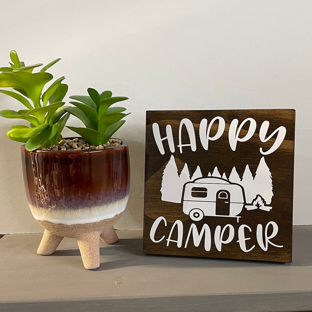 Happy Camper Wood Sign, RV, Camping Sign, Funny Sign, RV Camper, Camper ...