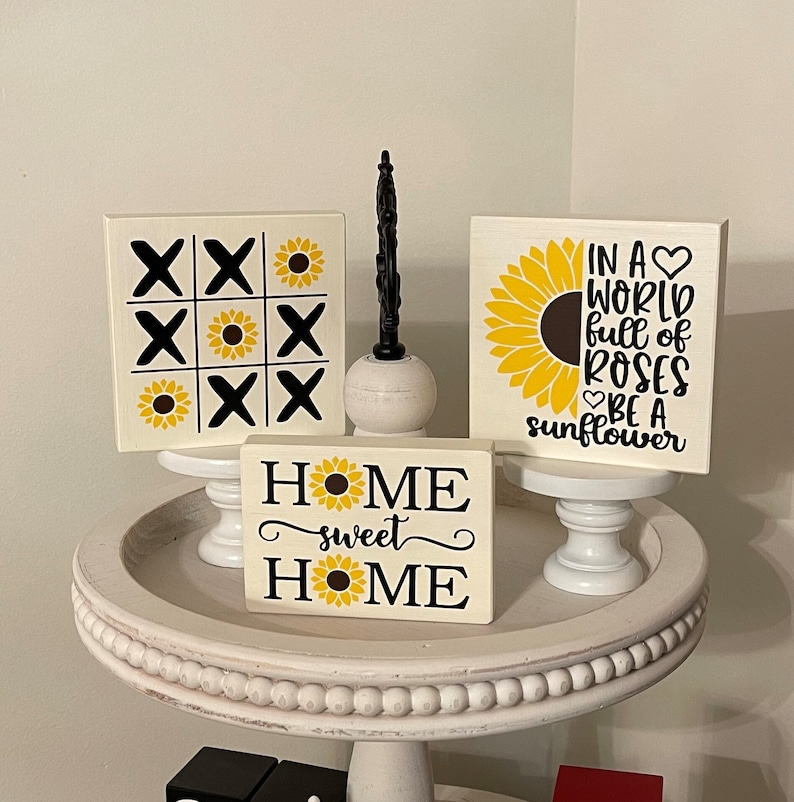 Sunflower Tiered Tray Decor, Sunflower Tray Bundle, Tiered Tray Decor ...