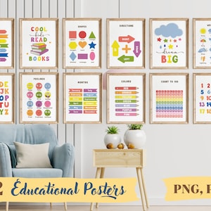 Set of 12 Educational Posters, Classroom Decor, Homeschool Printable ...