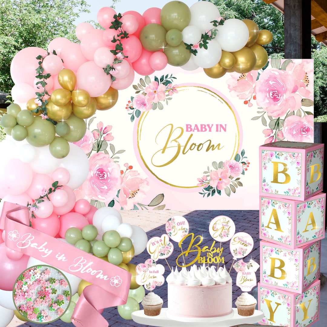 Baby in Bloom Baby Shower Decorations for Girl Balloon Arch Garland ...