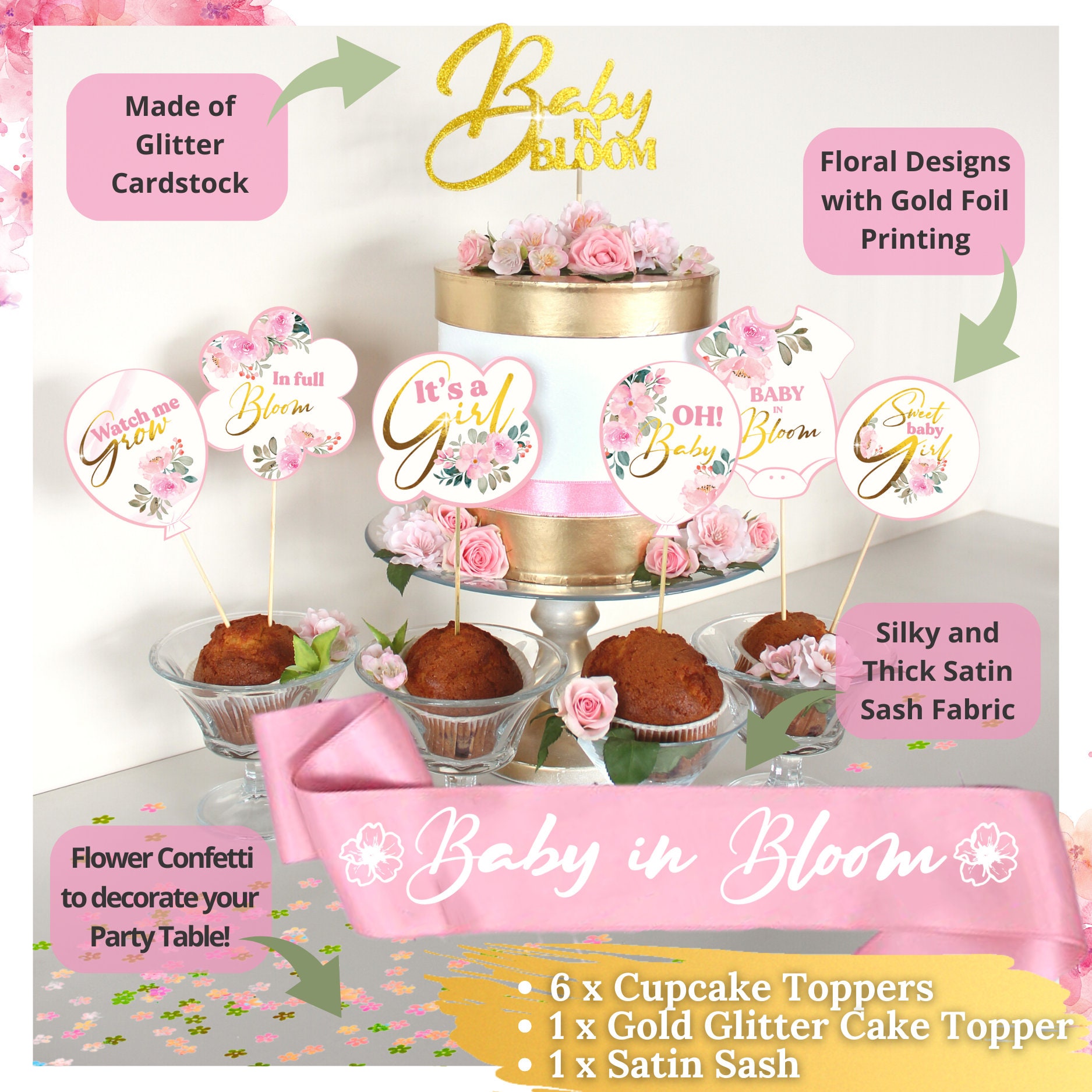 Baby in Bloom Baby Shower Decorations for Girl Balloon Arch Garland ...