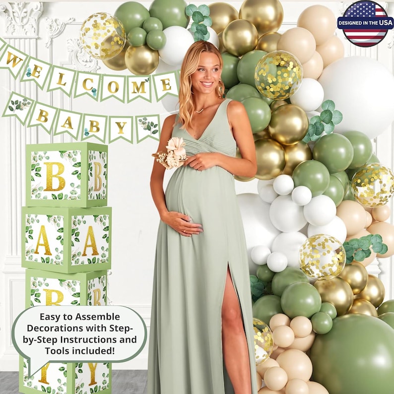 Sage Green Baby Shower Decorations, Olive Green Baby Shower Decorations ...