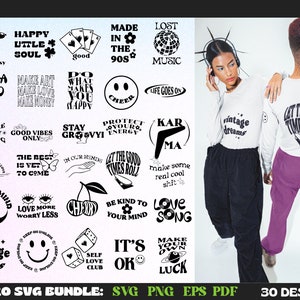30 Retro SVG Bundle, Groovy Svg, Inspirational Svg, Png, Funny Svg, T ...