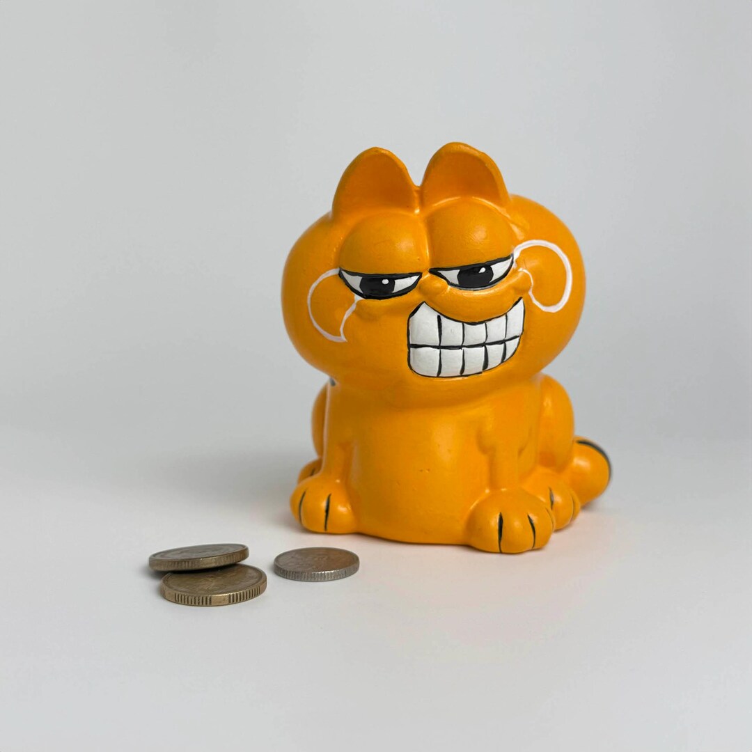 Vintage Garfield Hand-painted Ceramic Bank With Stopper - Etsy