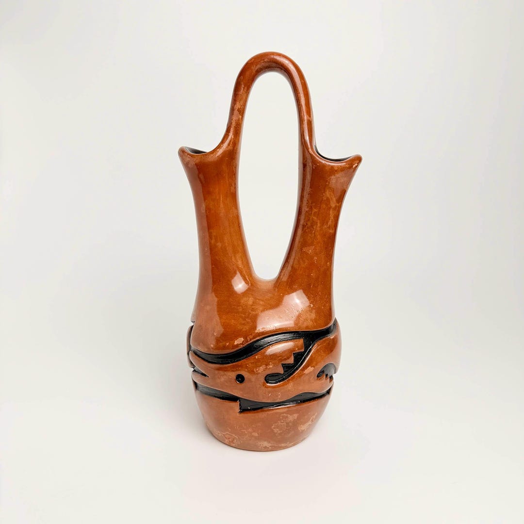 Vintage Pueblo Native American Wedding Vase With Avanyu Navajo Tribe ...