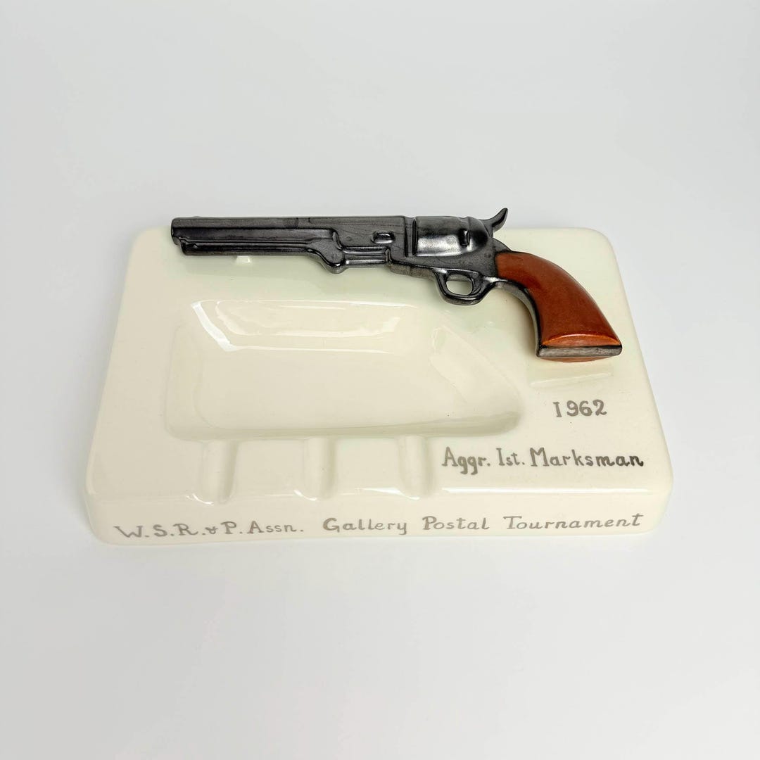 Vintage 1960s Ceramic Revolver Ashtray. 1962 Gallery Postal Tournament 1st Place Marksman - Etsy