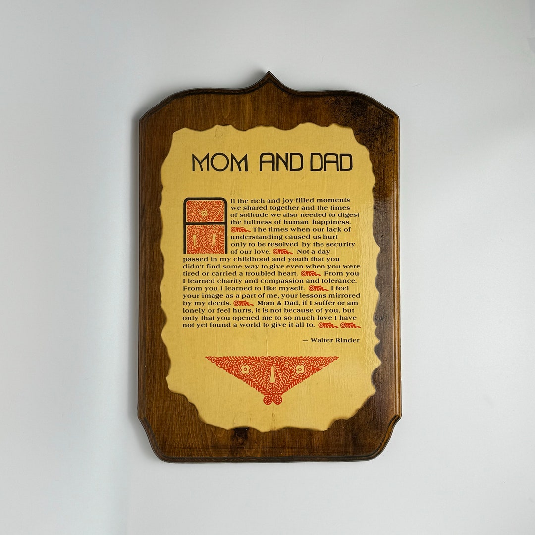 Vintage 1970s Lacquered Wooden Wall Hanging Plaque. Tribute to Mom ...