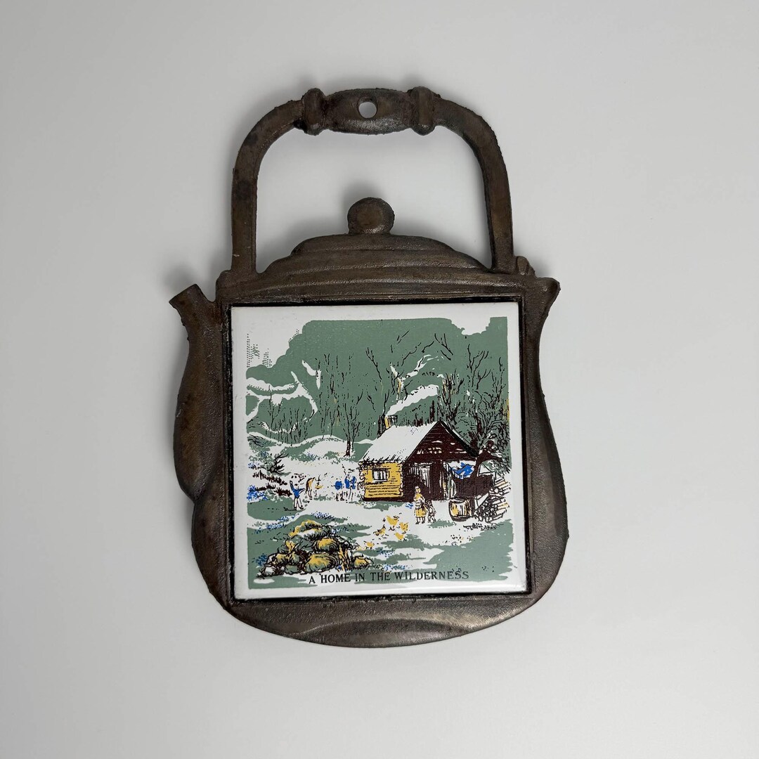 Vintage a Home in the Wilderness Tile & Metal Teapot Trivet. Made in ...