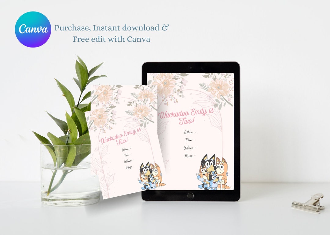 Blue Dog Wackadoo Birthday Invitation, Digital Editable Blue Dog Wack a ...