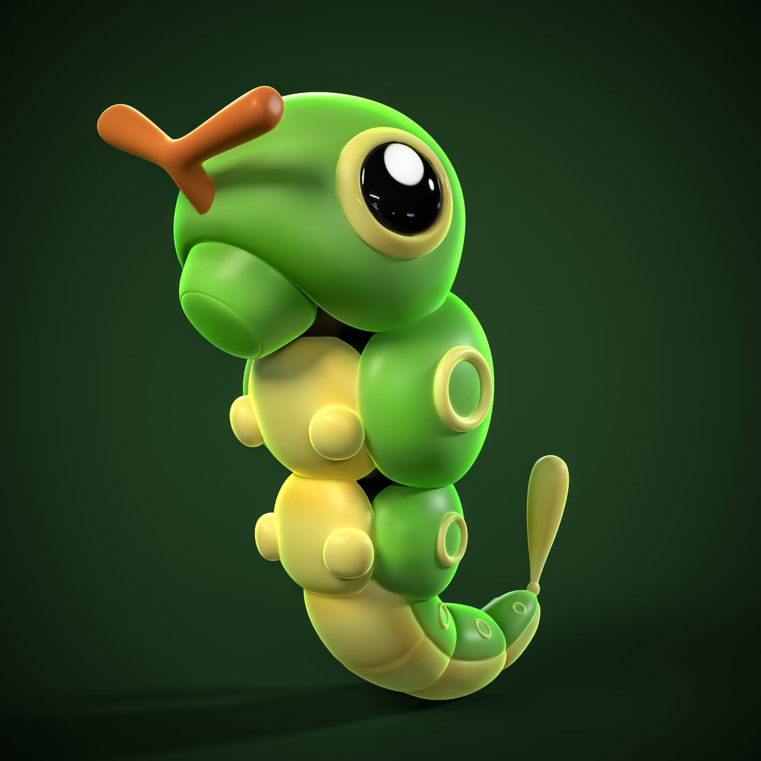 CATERPIE Figurine Model Multiple Sizes Fully Colored or Uncolored - Etsy