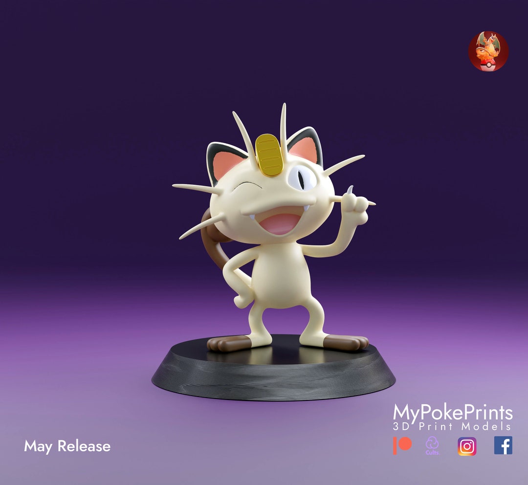Meowth Statue Model Multiple Sizes Fully Colored or Uncolored - Etsy