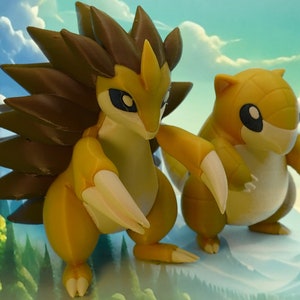 SANDSHREW AND SANDSLASH Figurine Model Multiple Sizes Fully Colored or ...