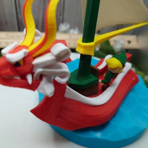 Wind Waker Boat Figurine: Red Lion Link Collectible With Wave Stand - Etsy