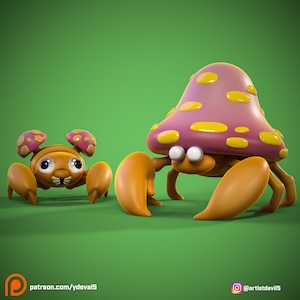 PARAS AND PARASECT Figurine Model Multiple Sizes Fully Colored or ...