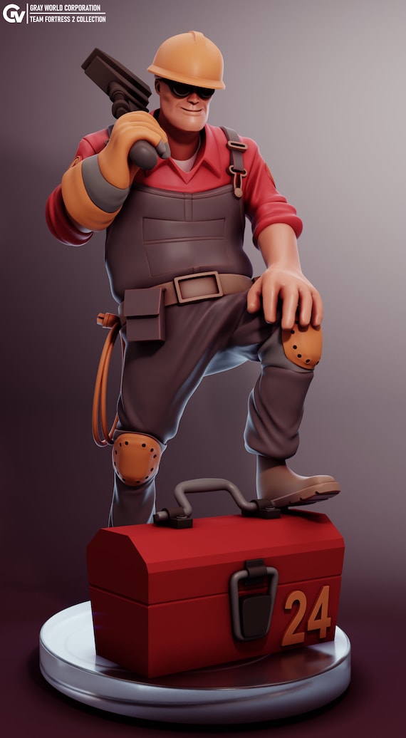Engineer Team Fortress 2 Model Figure Fully Colored or DIY Unpainted Custom Sizes and Color Etsy