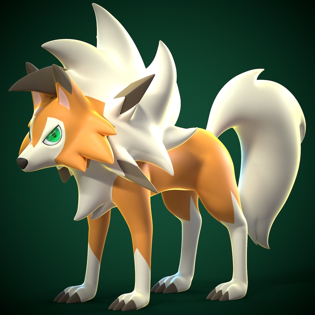 LYCANROC DUSK Figurine Model Multiple Sizes Fully Colored or Uncolored ...