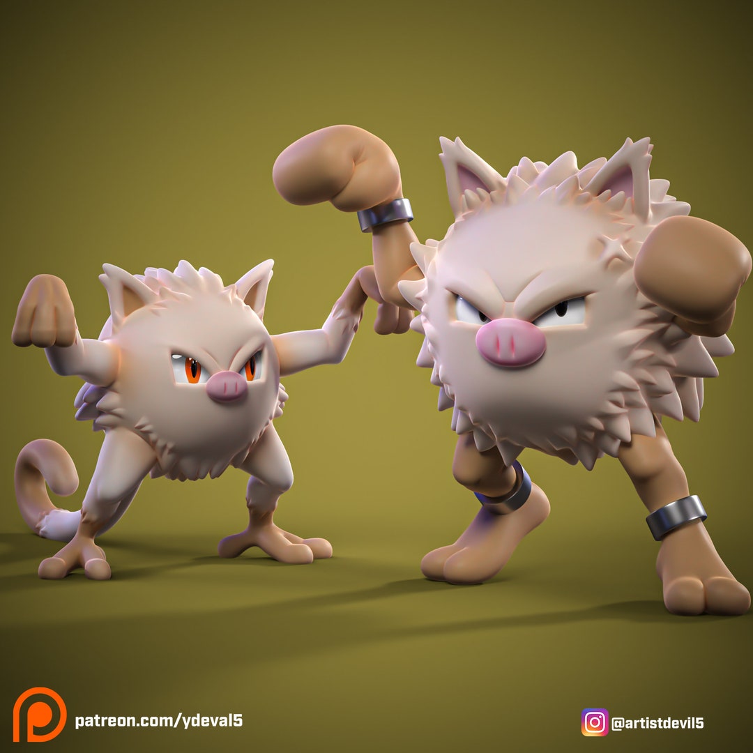 MANKEY AND PRIMEAPE Figurine Model Multiple Sizes Fully Colored or ...