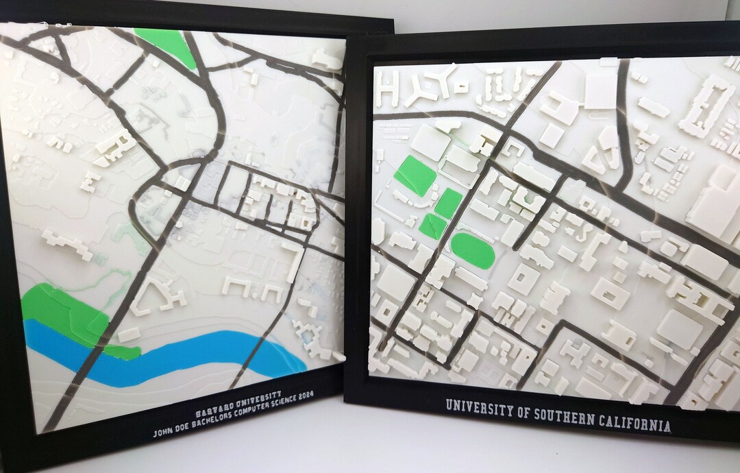 3D College Campus Map Custom Any Campus Fully Colored Roads, Water ...