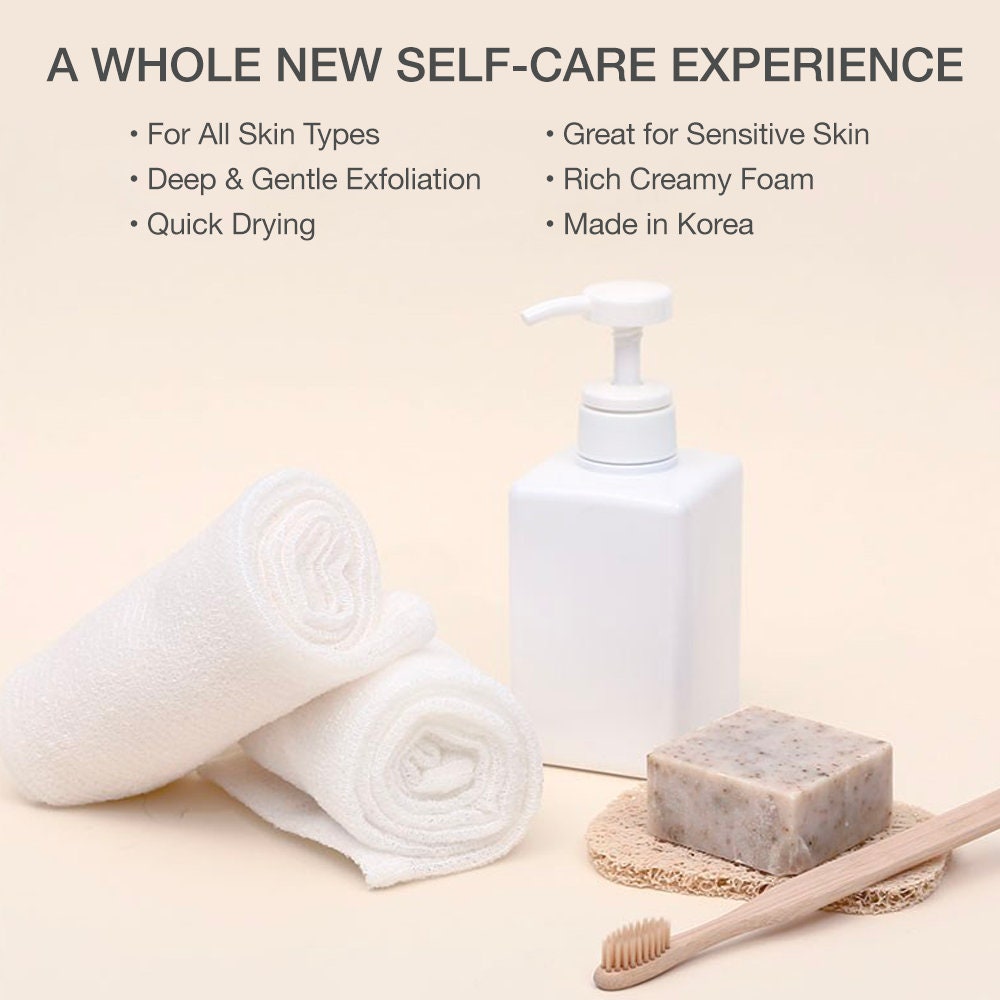 2 Pack - Exfoliating Shower Towel - Korean White Hanji Paper ...