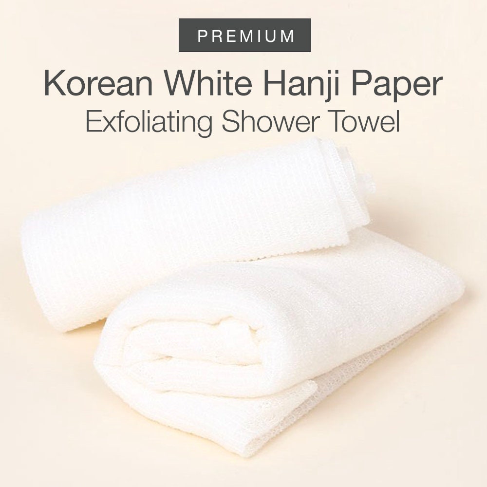 2 Pack - Exfoliating Shower Towel - Korean White Hanji Paper ...
