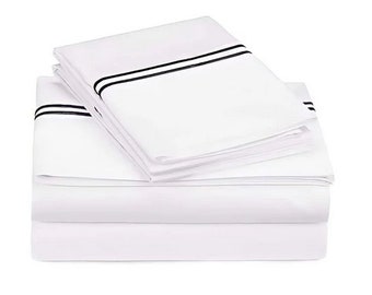 100% Cotton Sateen Hotel Stitch 400 Thread Count Double Embroidery ...