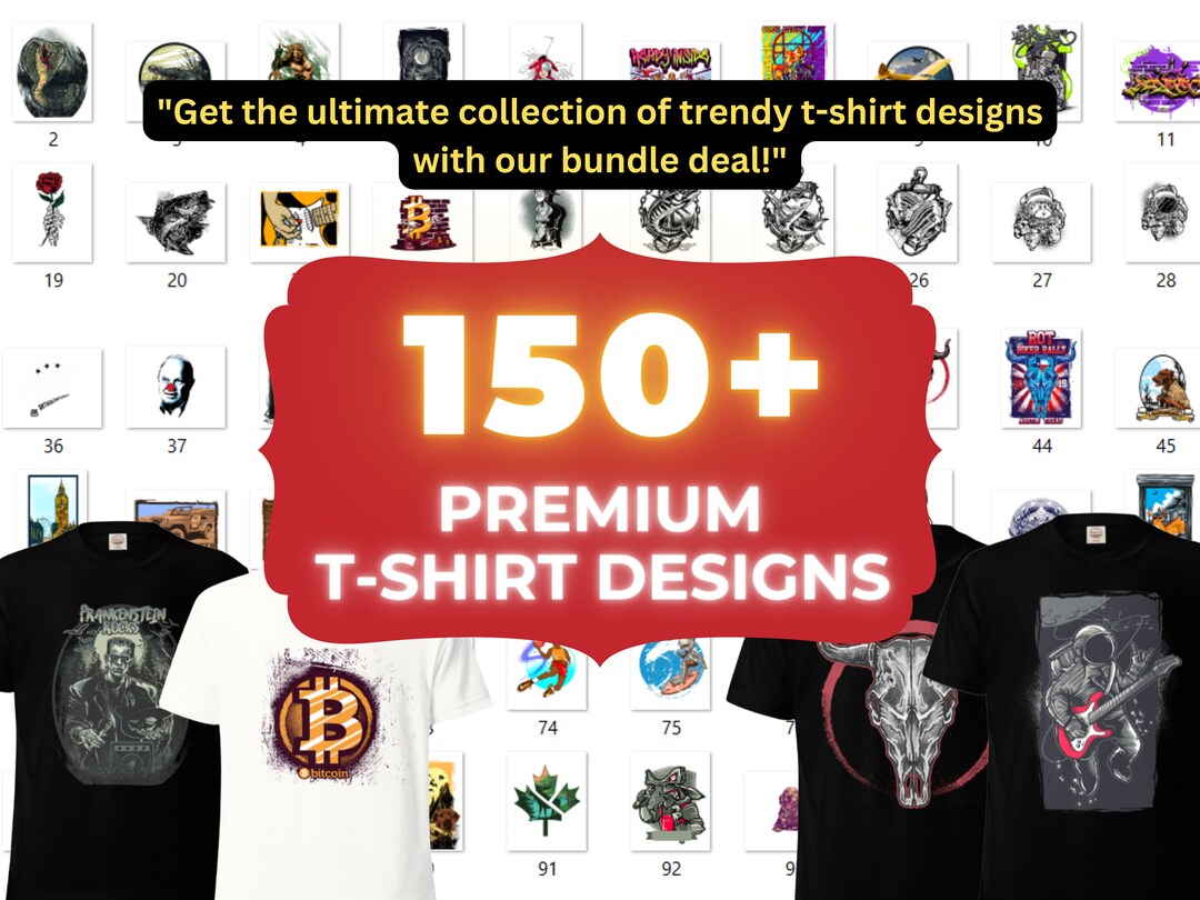 150+ Premium T-shirt Designs, T-shirt Designs Bundle, PNG File,vector ...