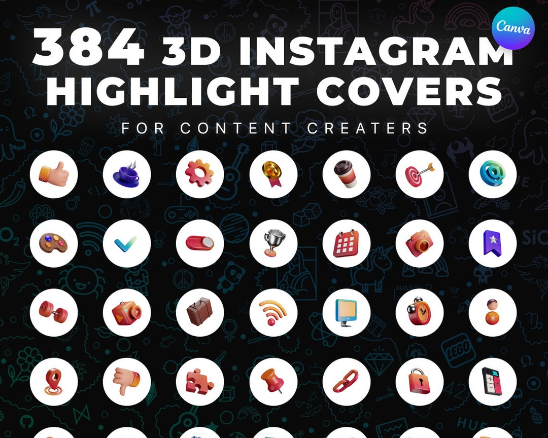 384 3D Instagram Highlights Covers | Watercolor IG Story Icons ...